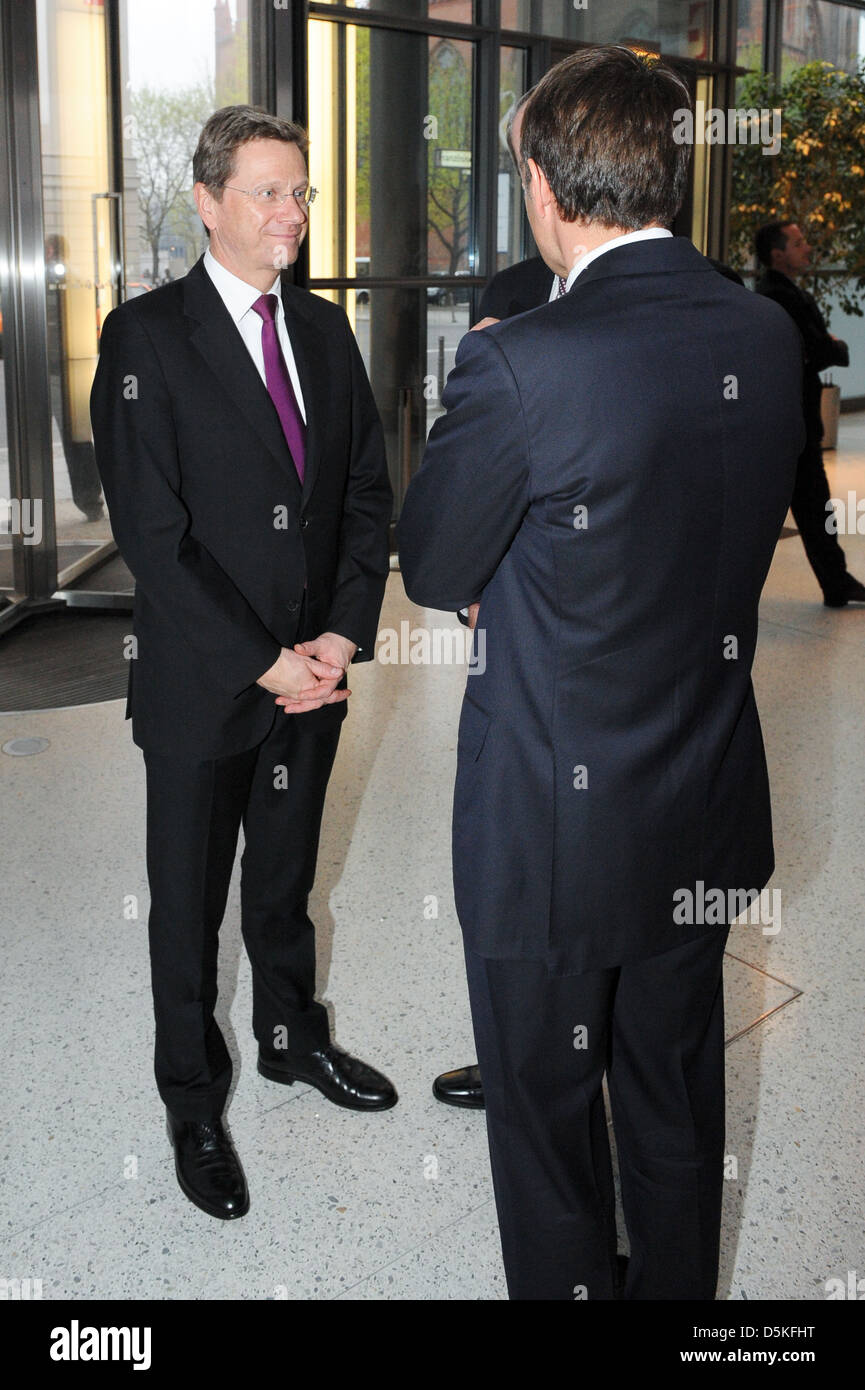 Guido Westerwelle at manager meeting ofgerman telekom at Atrium. Berlin ...