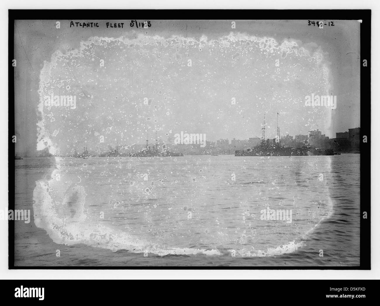 A photograph of the U.S. Atlantic Fleet during a presidential review on ...