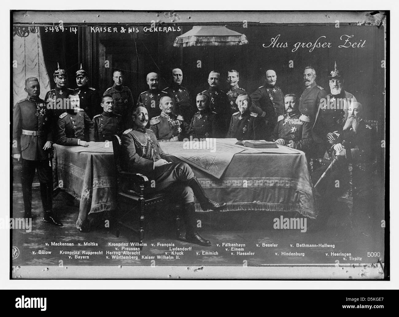 This photograph features Kaiser Wilhelm II of Germany with his generals ...