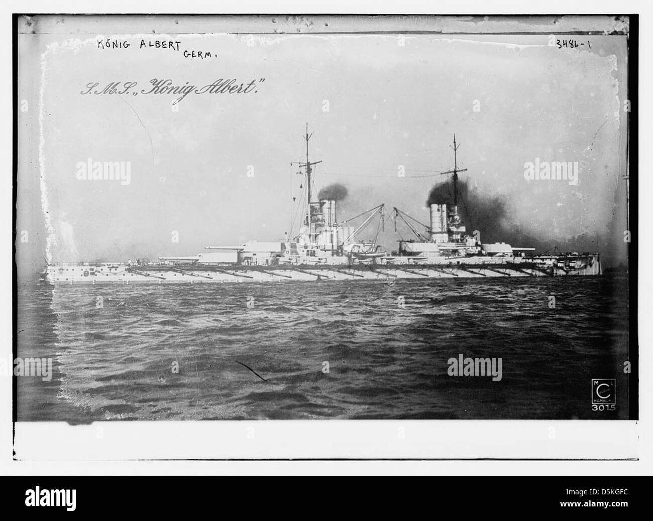 The postcard depicts the German warship SMS König Albert, a significant ...