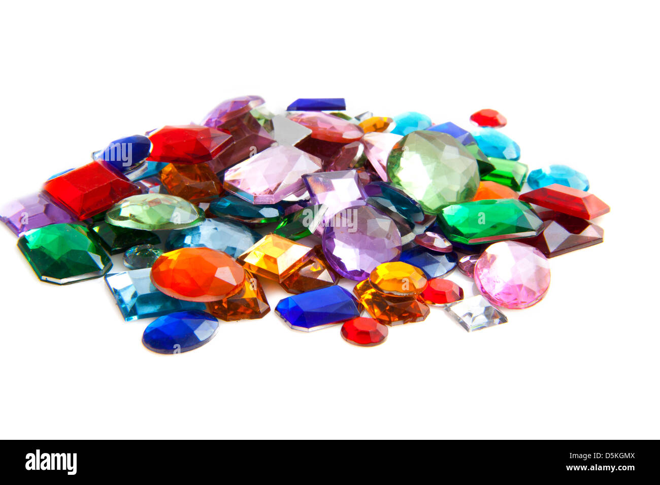Colorful gem stones isolated on a white background Stock Photo - Alamy