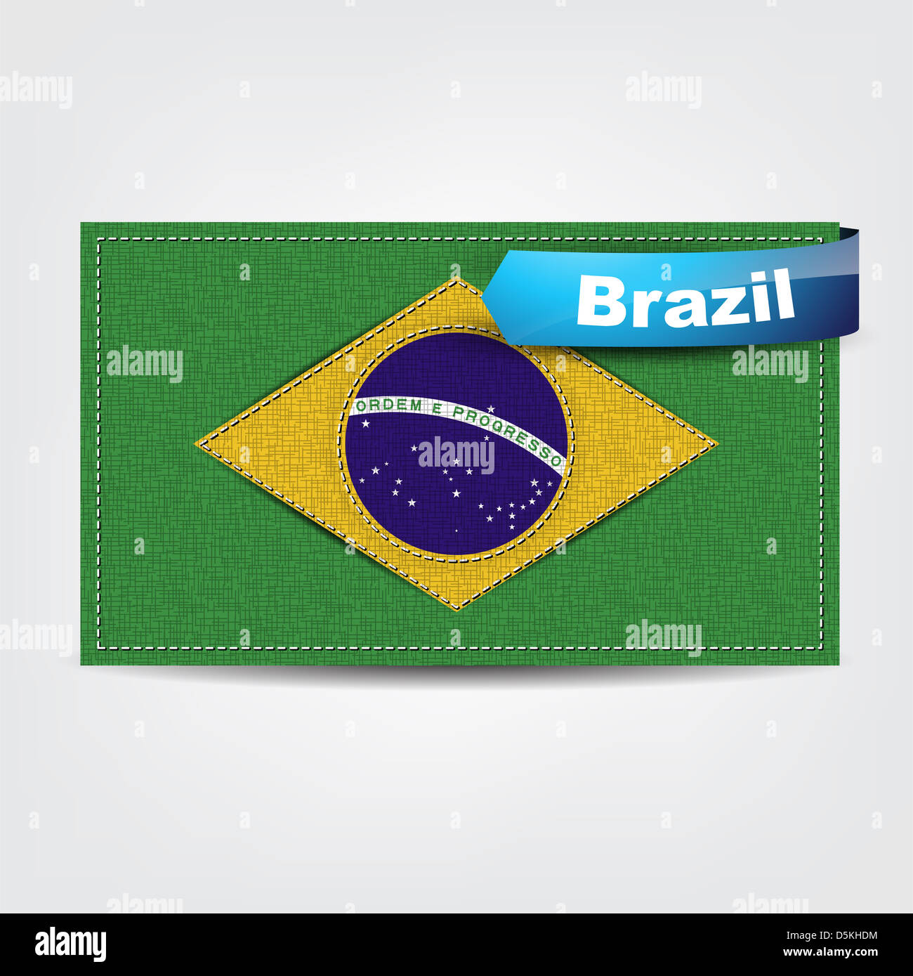 Fabric texture of the flag of Brazil with a blue bow Stock Photo - Alamy