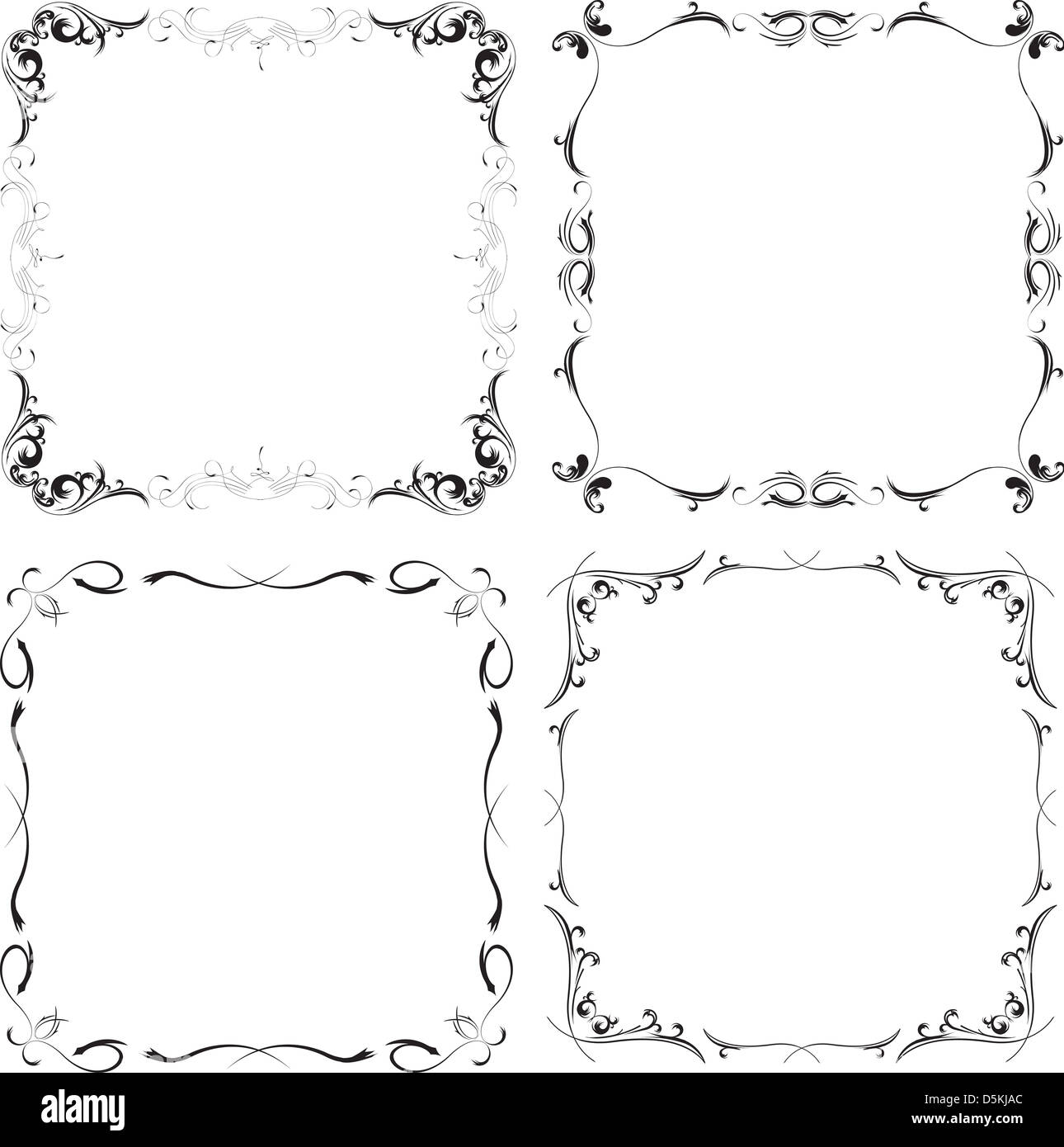 set of four patterns of black frames Stock Photo - Alamy