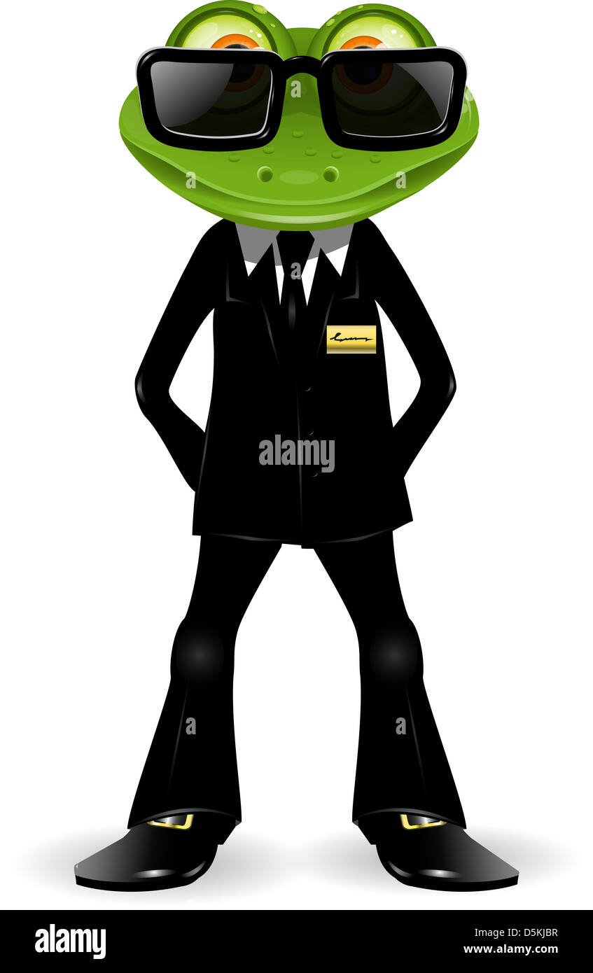 frog security guard in a black suit Stock Photo - Alamy