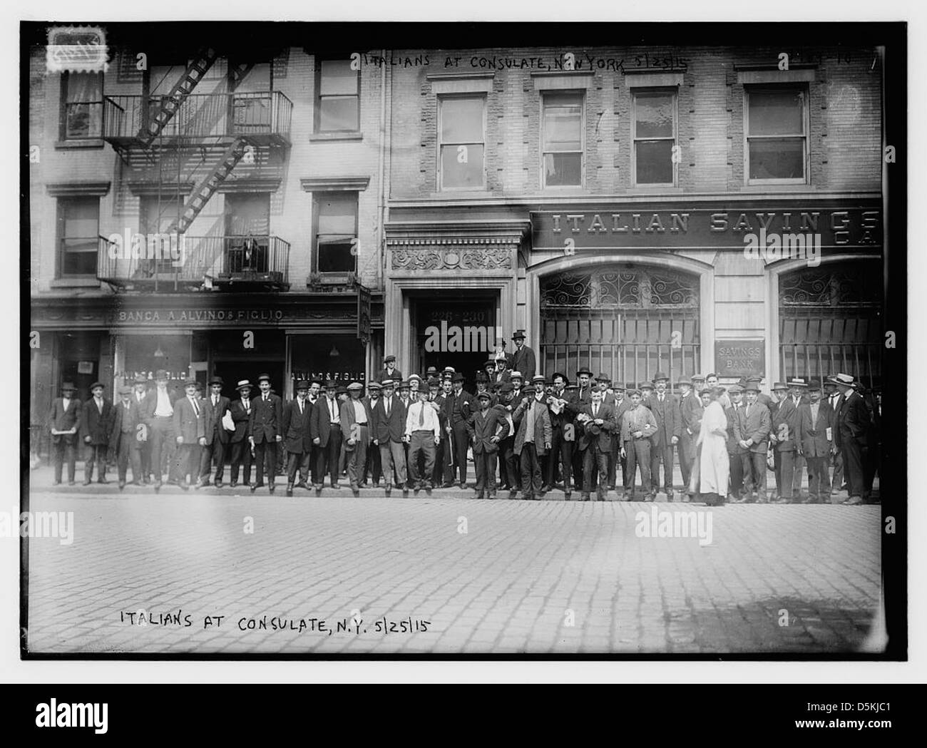 Italians gather at the Italian Consulate in New York on May 25, 1915 ...