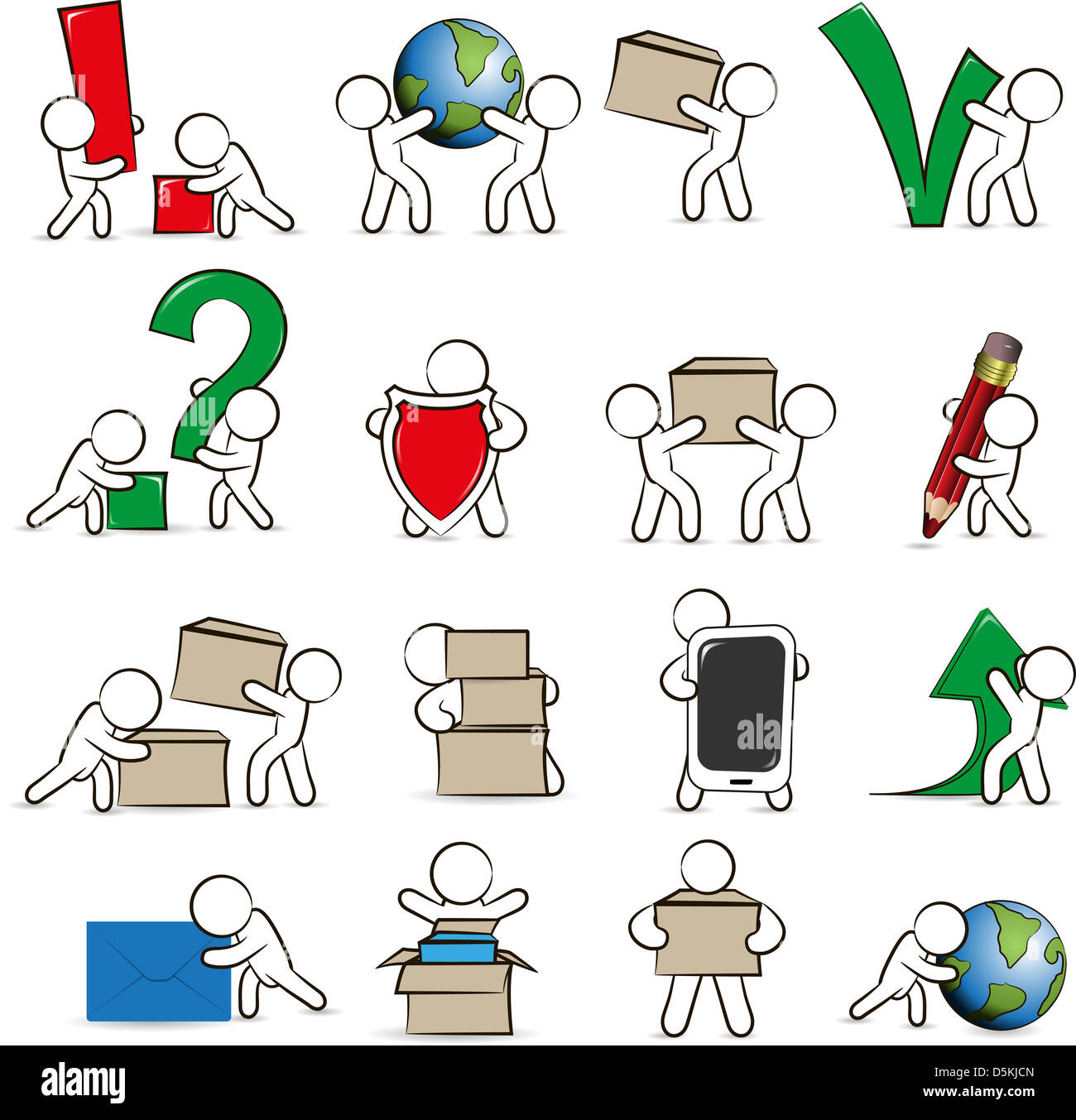 set of sixteen icons on white human figures Stock Photo - Alamy