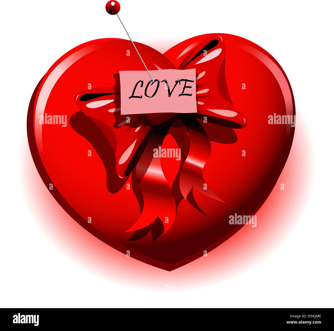 illustration red heart with a safety pin Stock Photo - Alamy