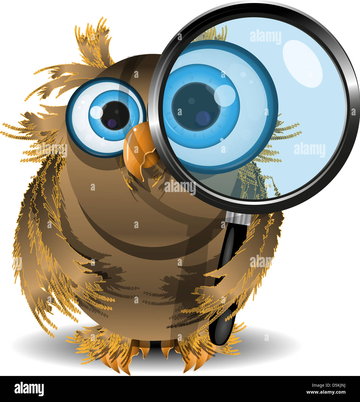 illustration curious owl with a magnifying glass Stock Photo - Alamy