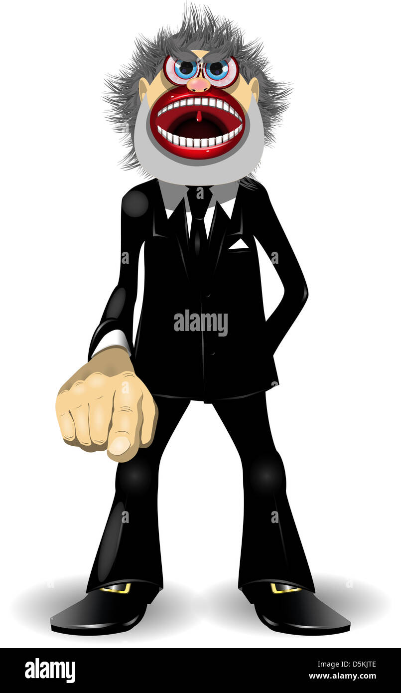 illustration of a very strict manager points a finger Stock Photo - Alamy