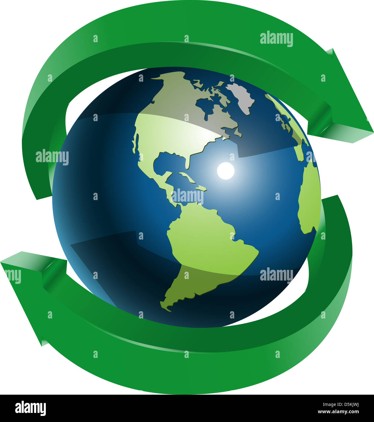 illustration globe and two green arrows around Stock Photo - Alamy