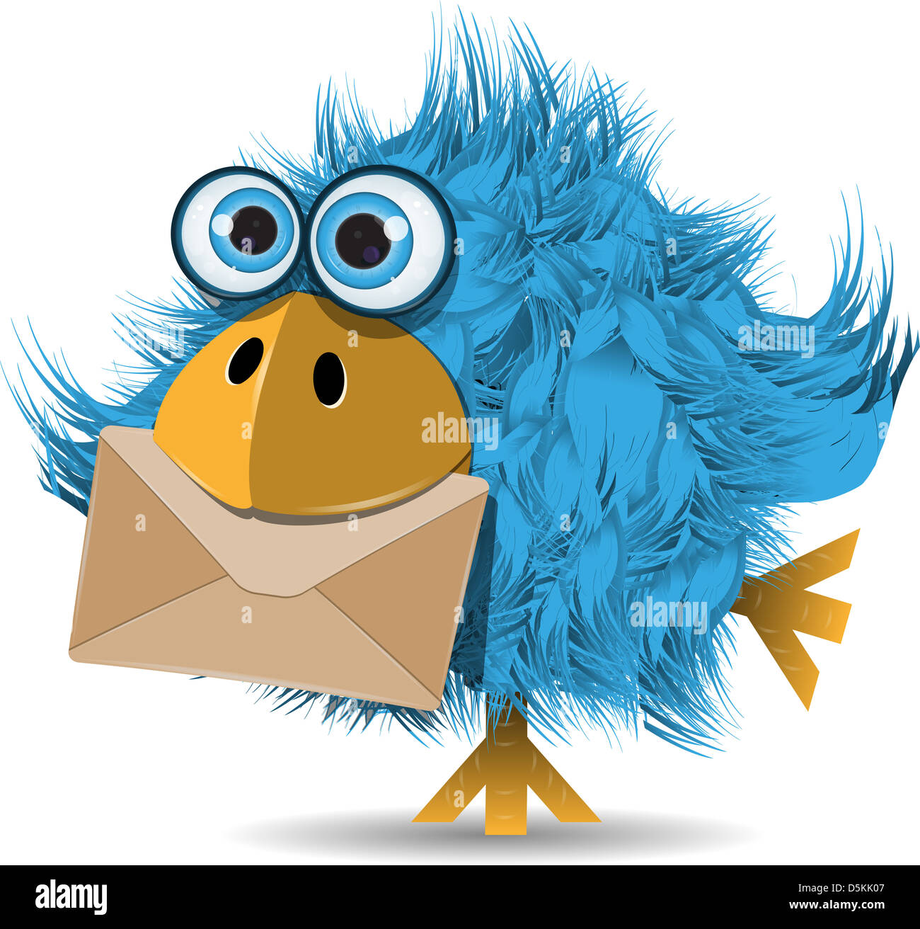 illustration, very funny blue bird with envelope Stock Photo - Alamy