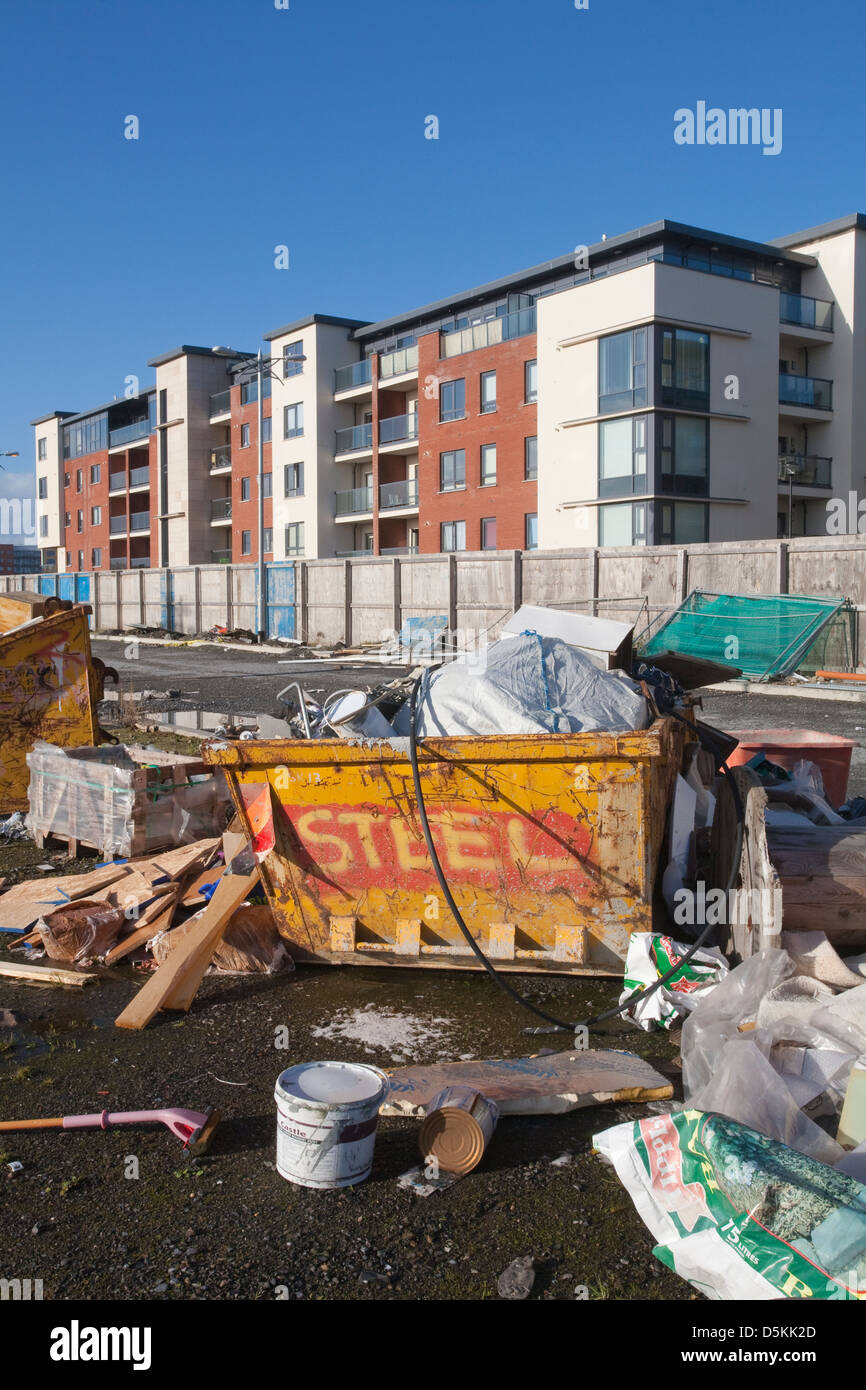 Picture shows unfinished apartment block sites at Belmayne on the ...