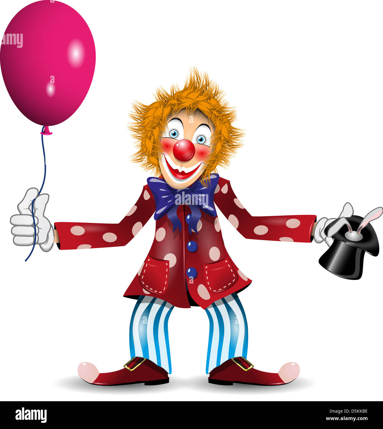 illustration cheerful clown with a rabbit in the hat Stock Photo - Alamy