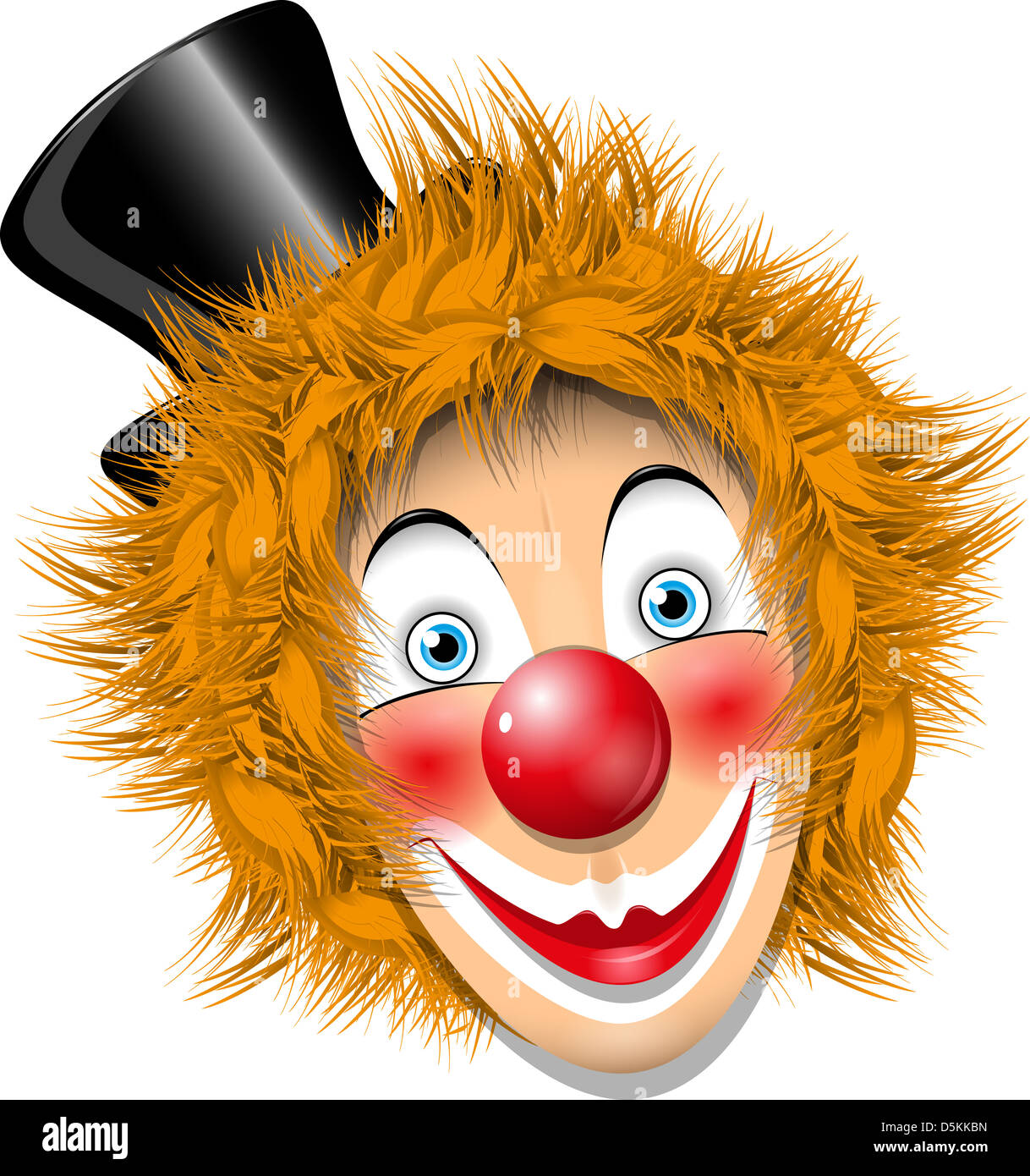 illustration redheaded clown face in black hat Stock Photo - Alamy