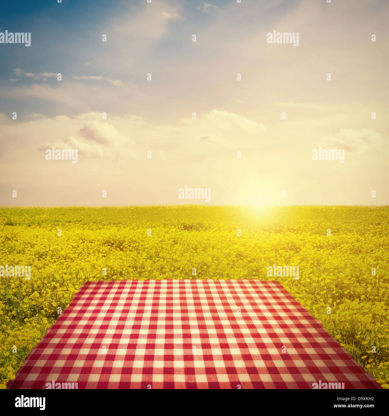 Picnic Setting in Sunset Stock Photo - Alamy