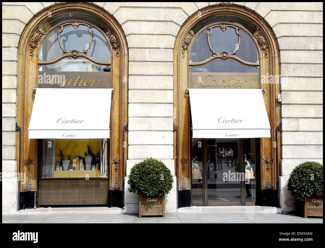 General view of Cartier jewelry store at Place Vendome square. Paris ...