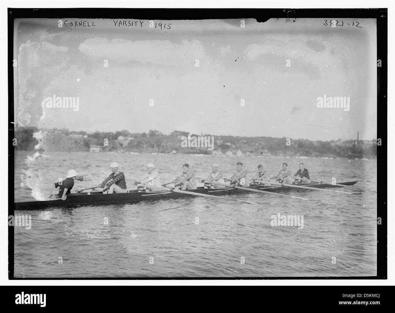 This photograph captures the Cornell University varsity crew team in ...