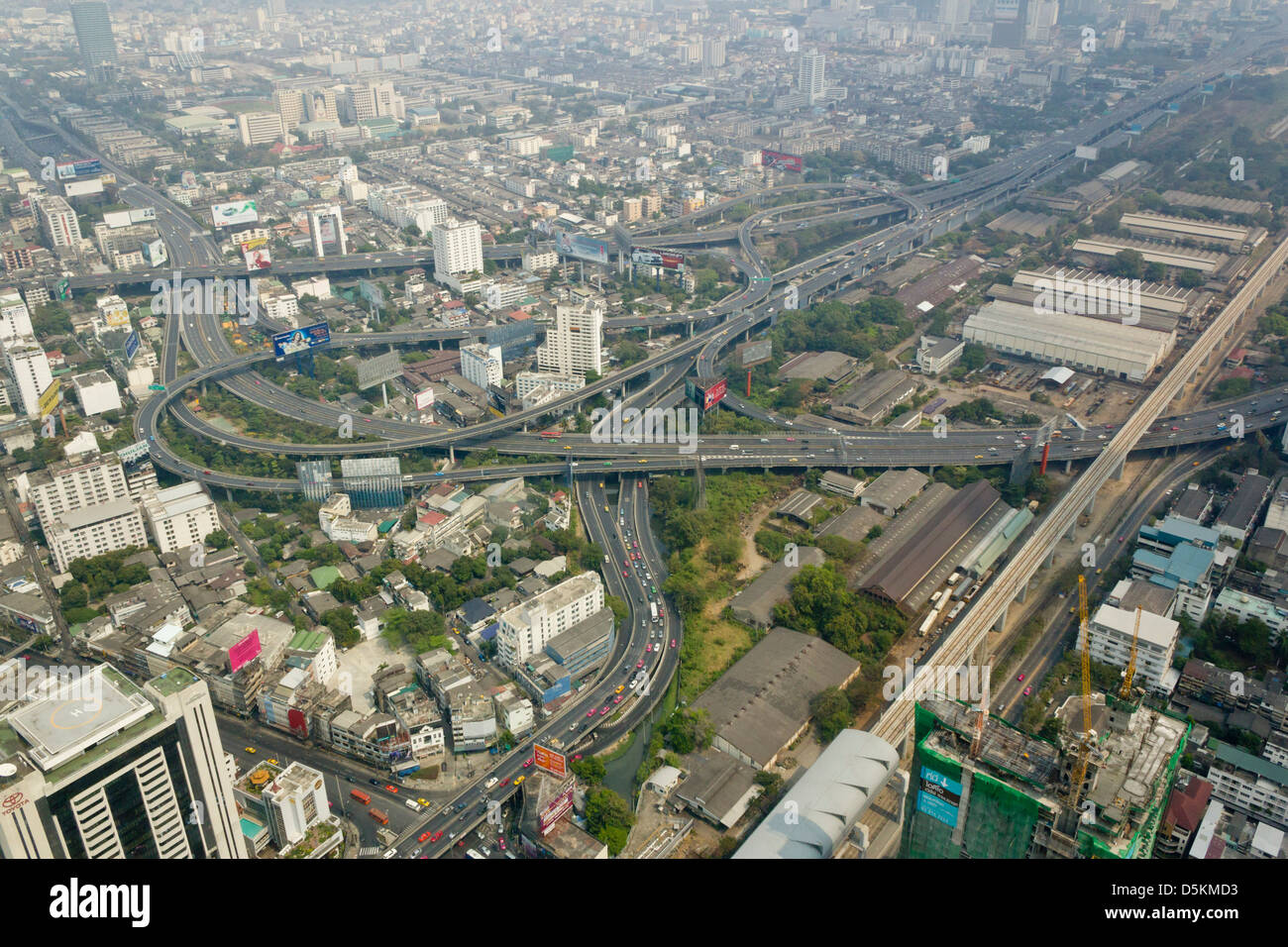 Bangkok very large modern city with a network of elevated motorways ...