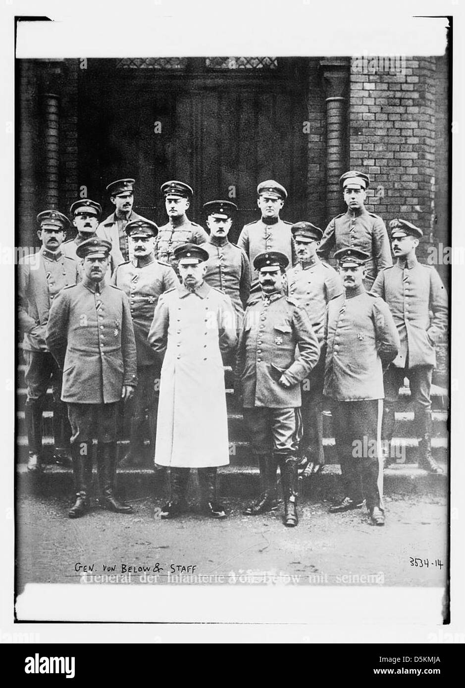 A photograph of General Von Below with his staff, showing military ...
