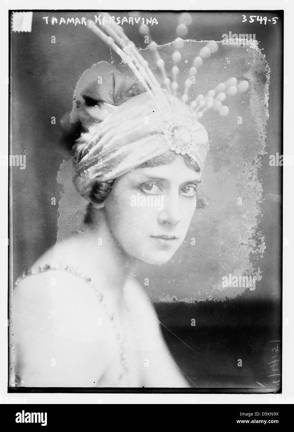 This image features Tamara Karsavina, a renowned Russian ballerina ...
