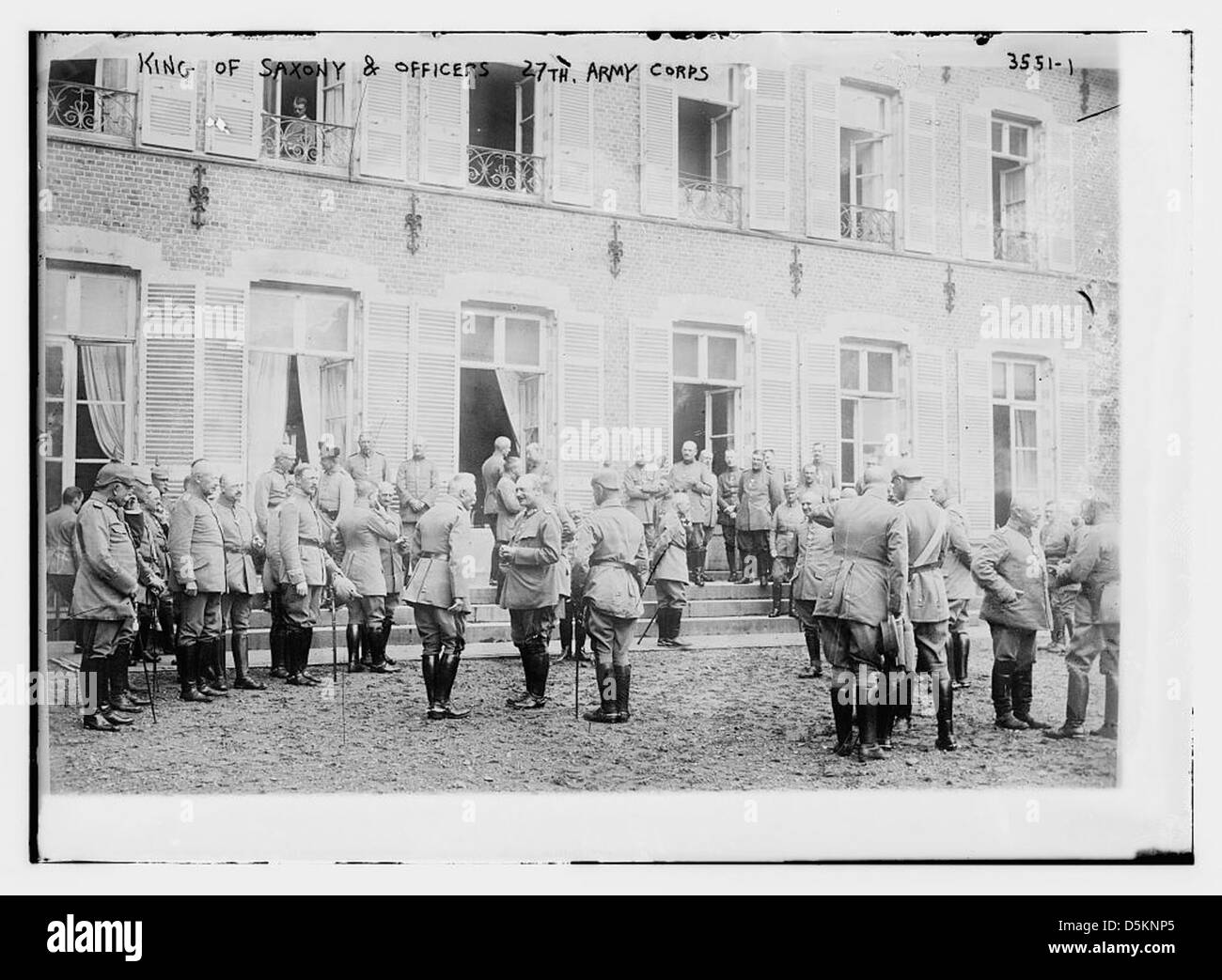A historical image depicting the King of Saxony alongside officers from ...