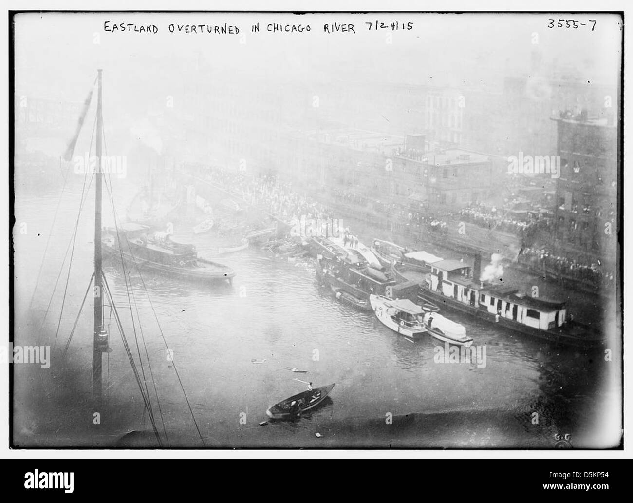 A photograph of the SS Eastland, which overturned in the Chicago River ...