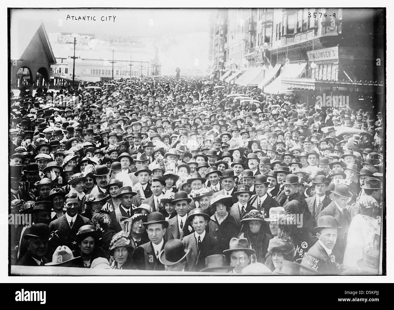 A photograph by H.B. Smith of the crowd on the Atlantic City boardwalk ...