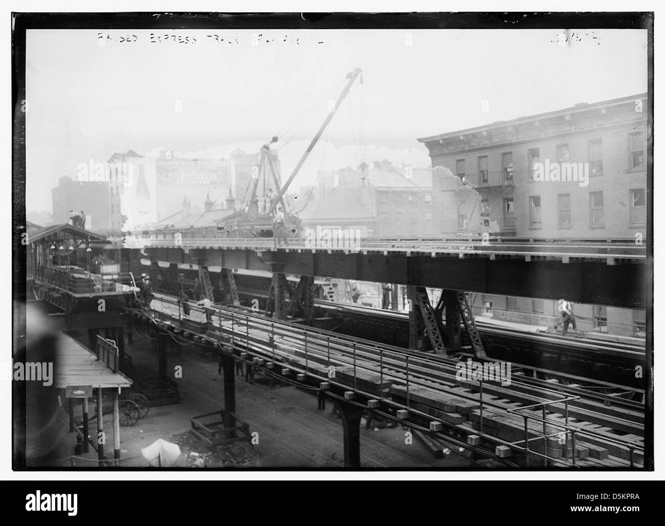 This image shows the raised express track of the 9th Avenue 'L' train ...