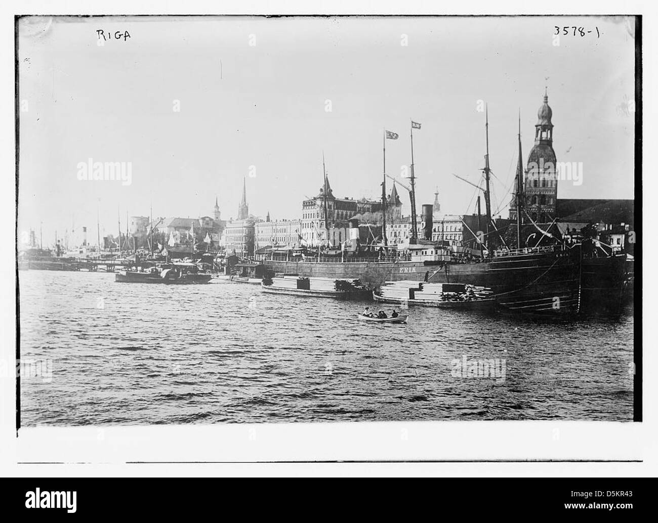 This photograph shows the city of Riga, Latvia, capturing a street ...