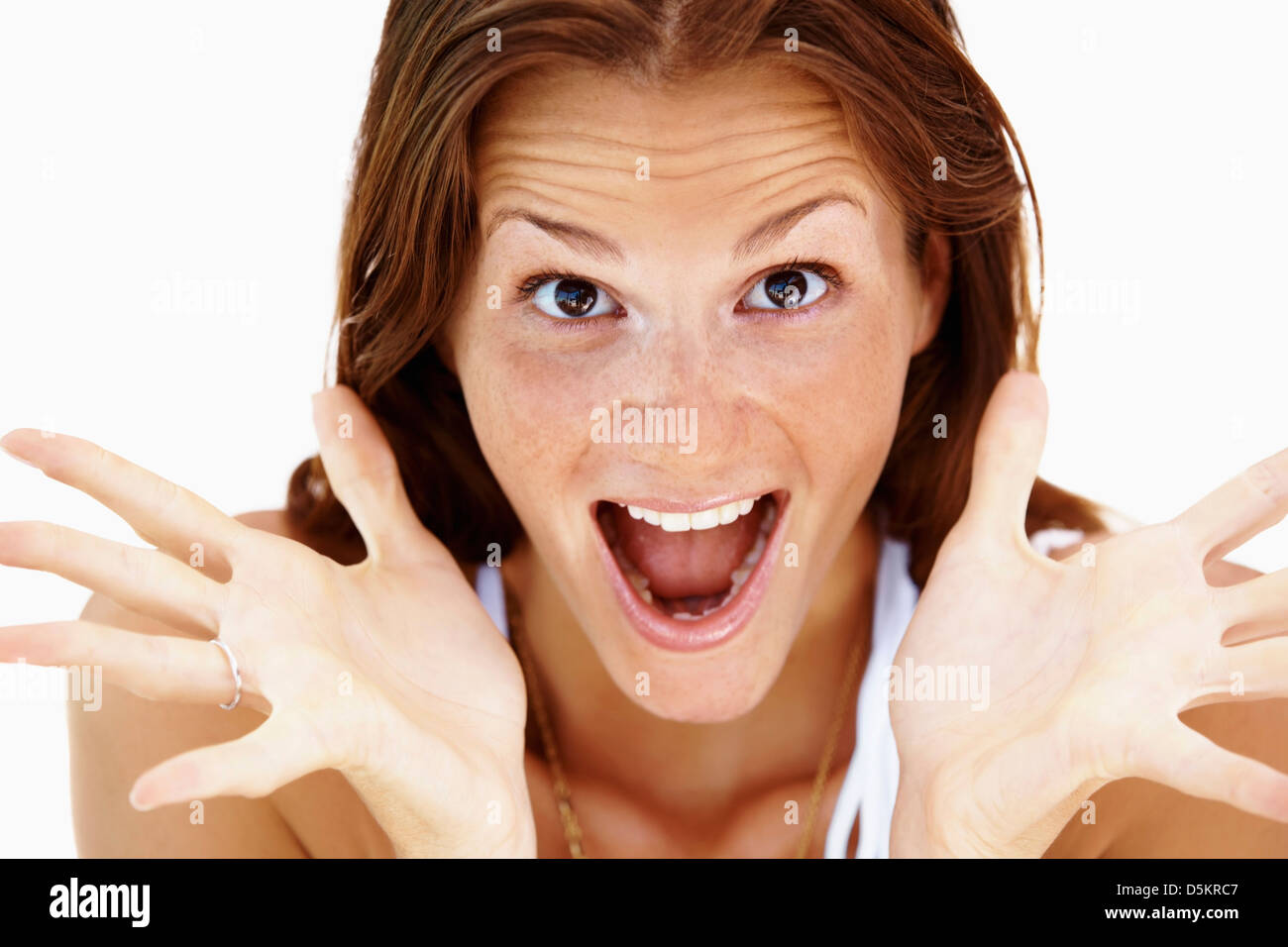 Portrait of astonished woman Stock Photo - Alamy