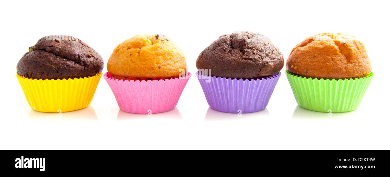 Muffins in a row isolated on a white background Stock Photo - Alamy