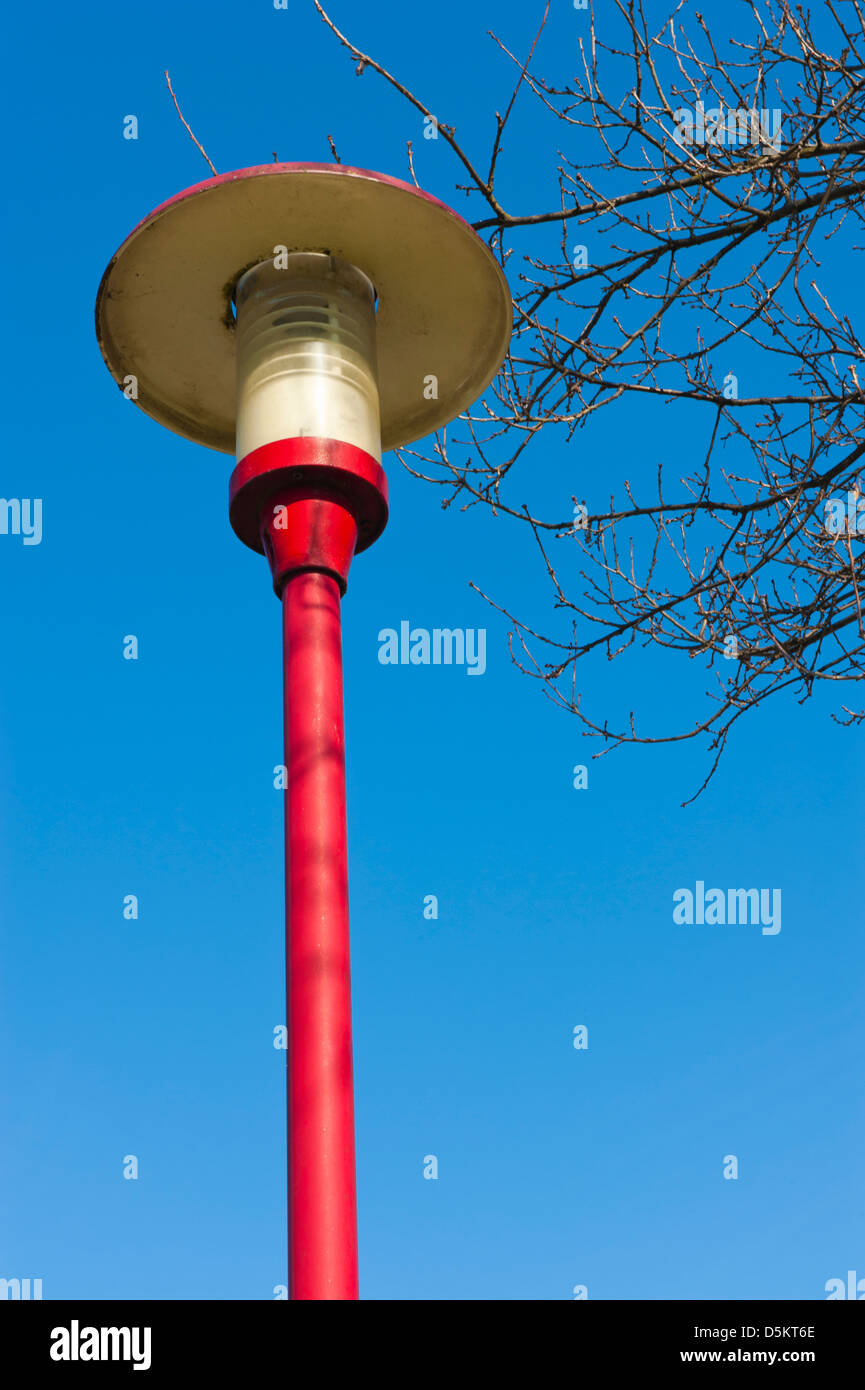 Vintage, retro, ancient red lamppost Stock Photo - Alamy
