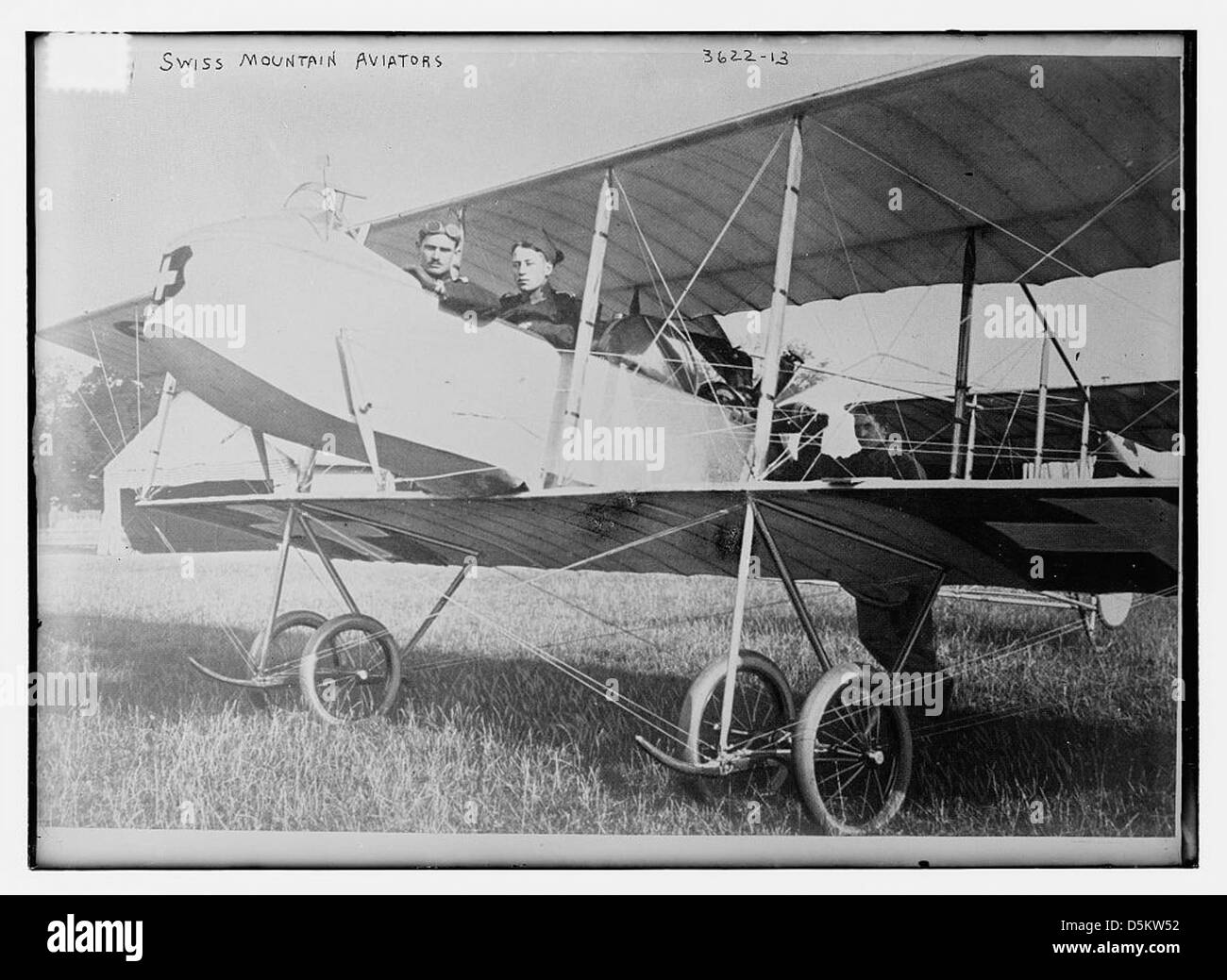 This historical photo from 1914 shows Swiss aviators flying the Farman ...
