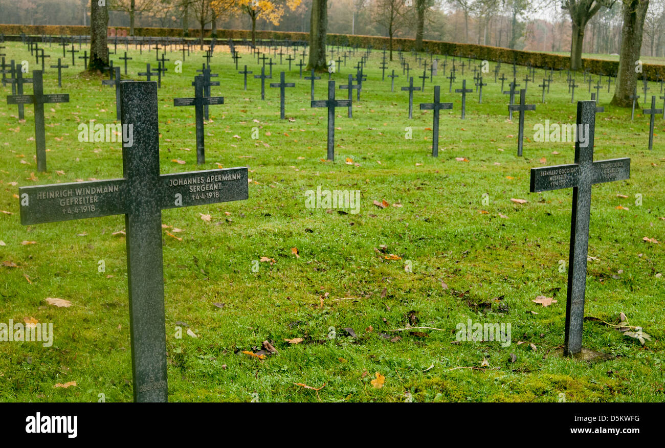 Grave Markers in The German World War One Cemetery, at Fricourt on The ...