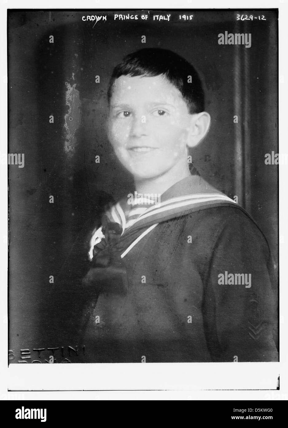 A portrait of the Crown Prince of Italy in 1915, smiling and dressed in ...