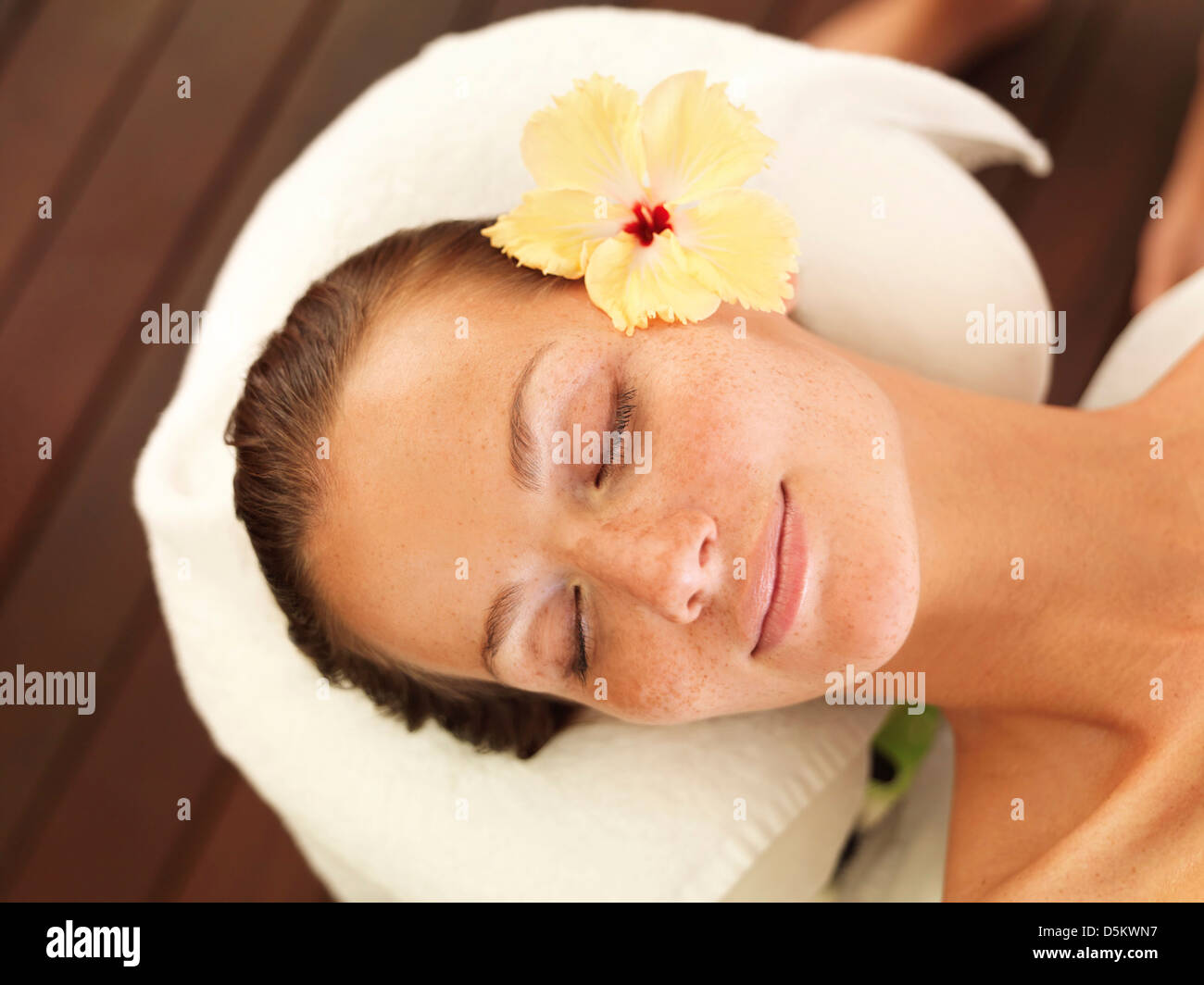 Woman relaxing in spa Stock Photo - Alamy