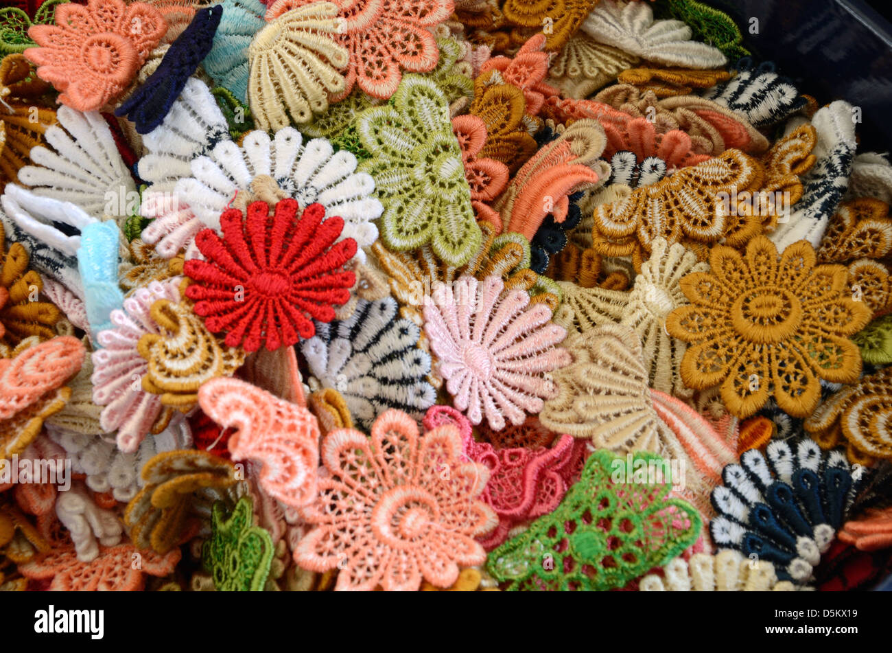 street market - colored trimmings Stock Photo - Alamy