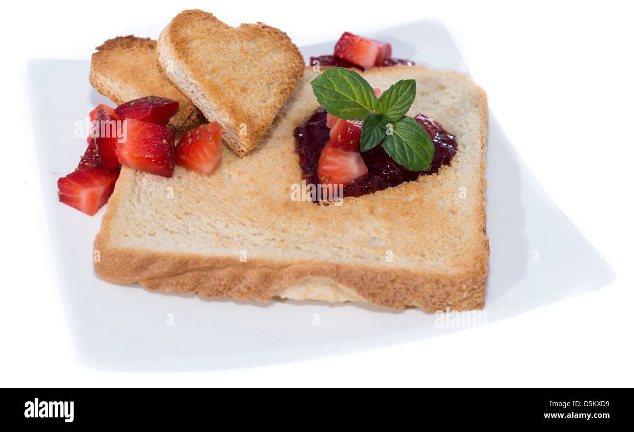 Toast with Hearts on a plate isolated on white background Stock Photo ...