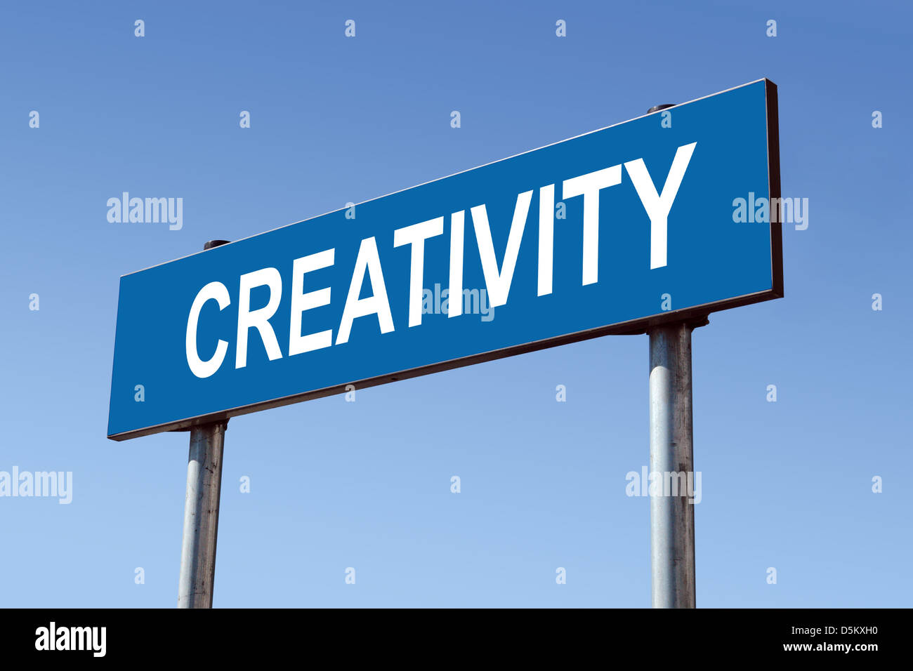 Metal roadsign spelling Creativity word over blue sky Stock Photo - Alamy