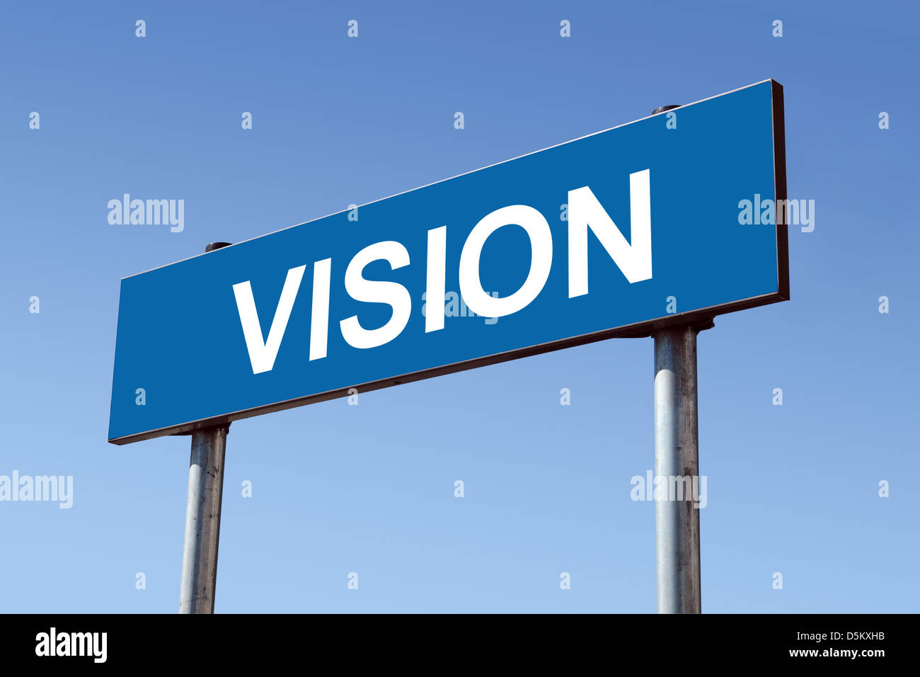 Metal roadsign spelling Vision word over blue sky Stock Photo - Alamy