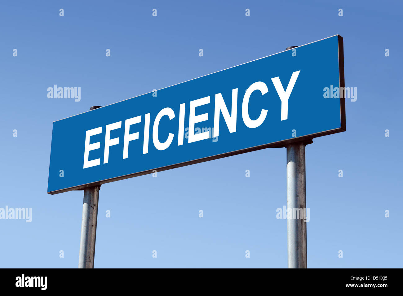 Metal roadsign spelling Efficiency word over blue sky Stock Photo - Alamy