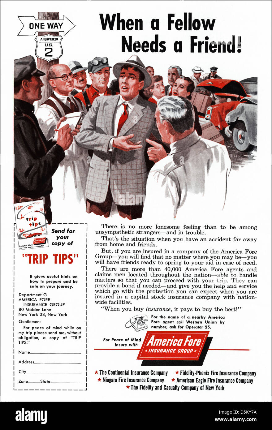 advertisement 1950s America Fore Insurance Group advert in American ...