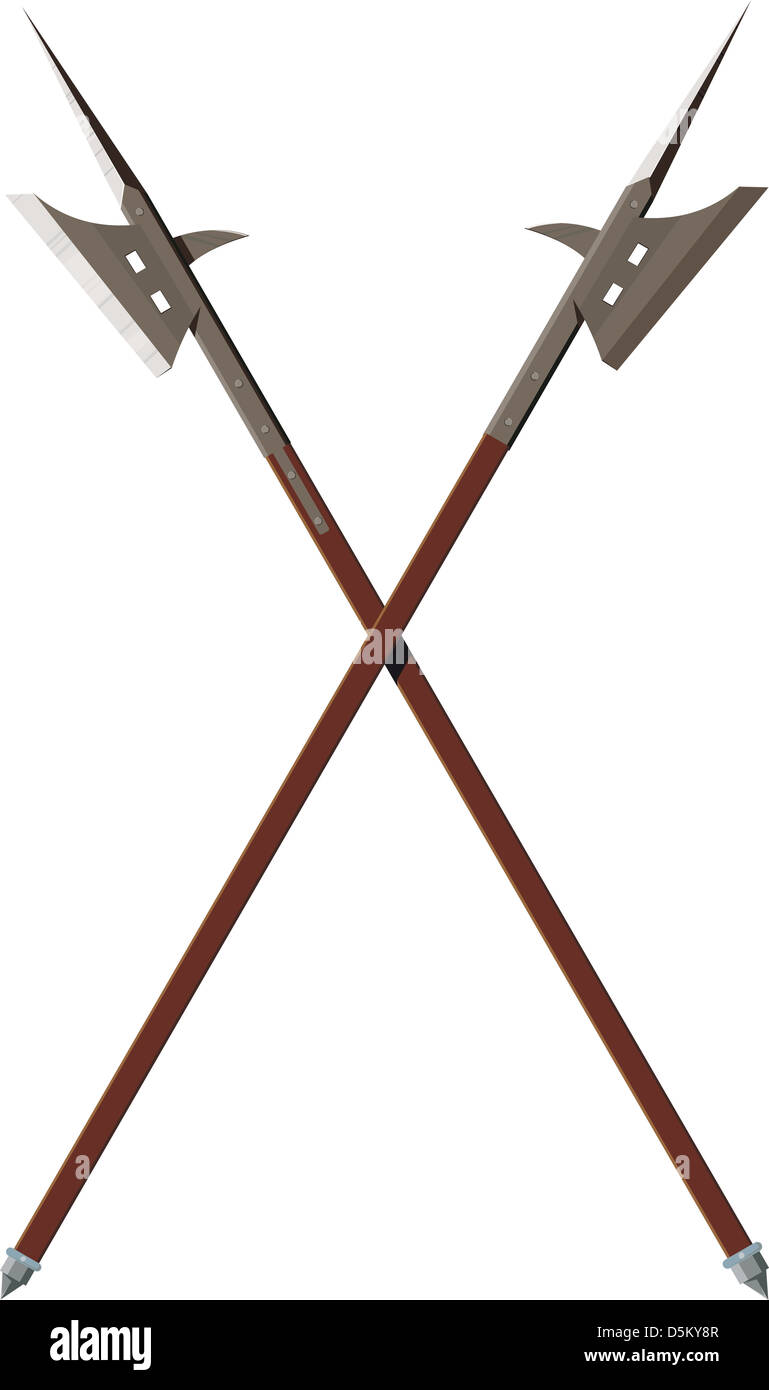Two crossed battle halberds Stock Photo - Alamy