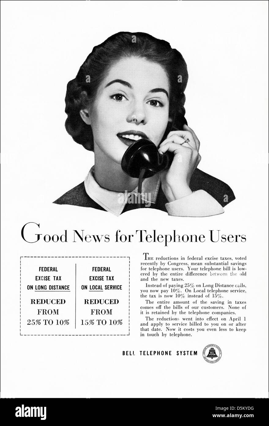 advertisement 1950s Bell Telephone System advert in American magazine ...