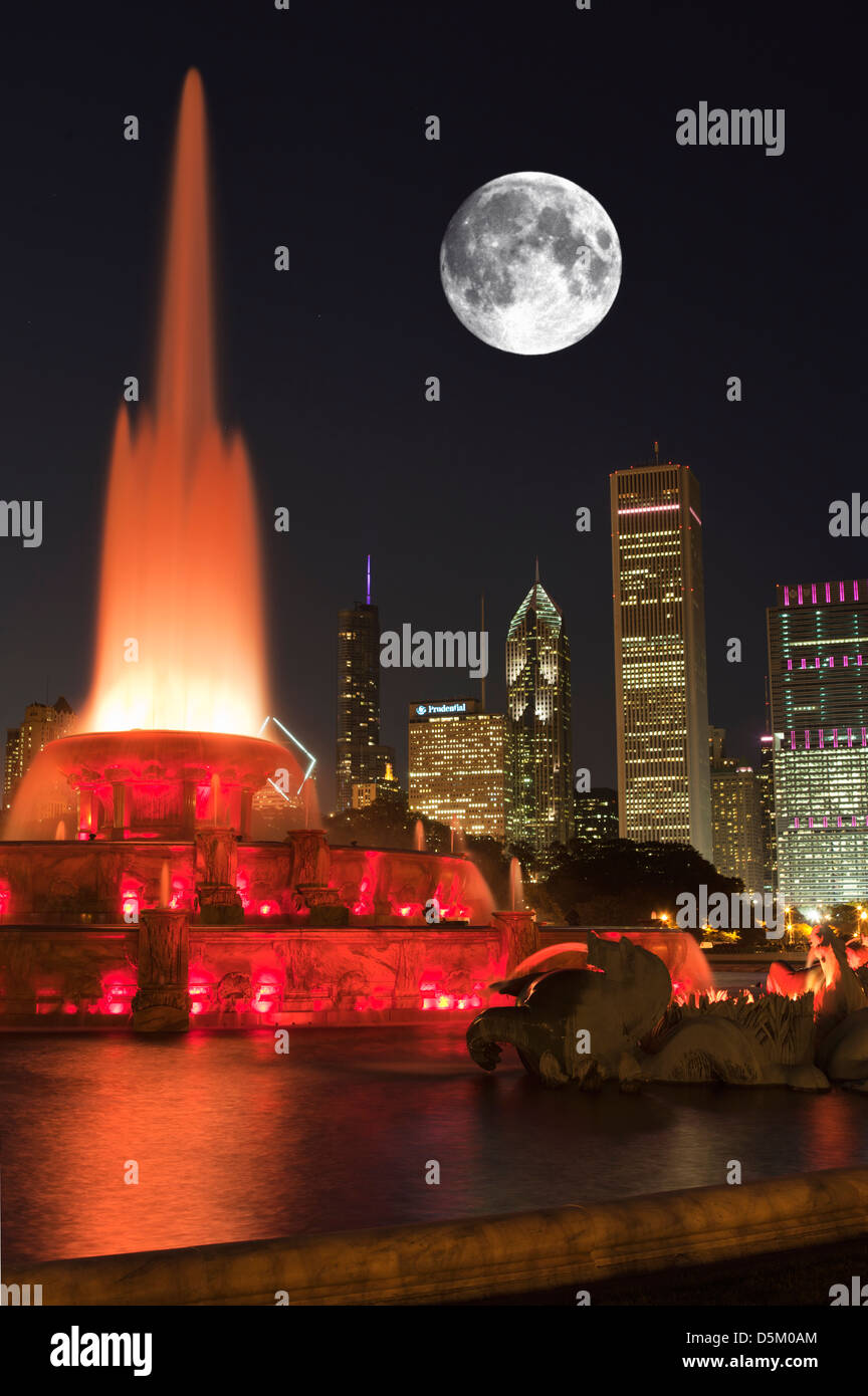 BUCKINGHAM FOUNTAIN (©EDWARD BENNETT / MARCEL LOYAU 1927) GRANT PARK ...