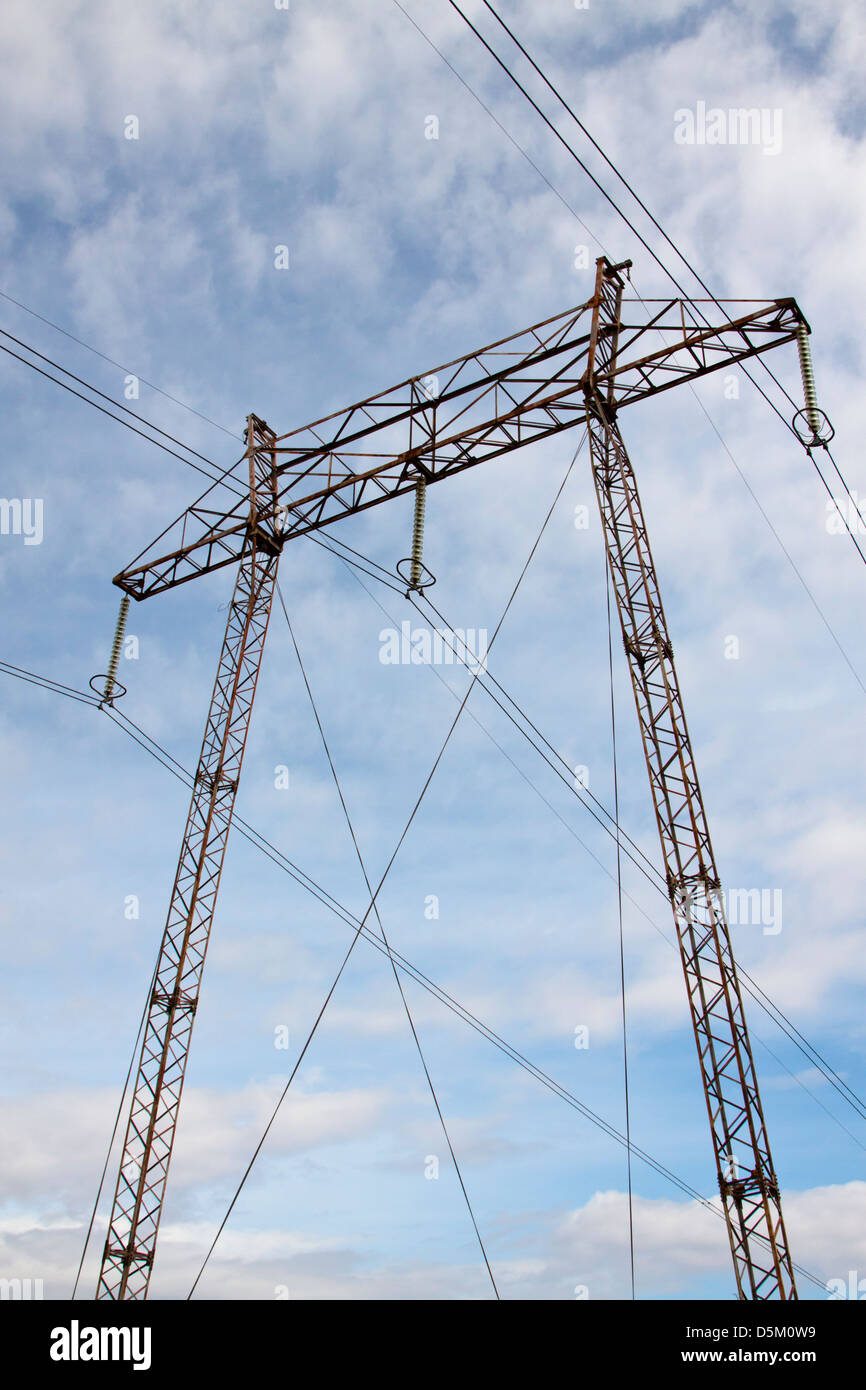 Steel lattice high voltage transmission tower Stock Photo - Alamy