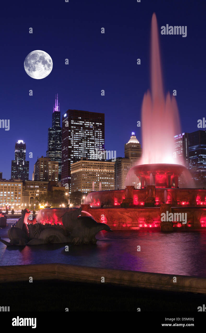 BUCKINGHAM FOUNTAIN (©EDWARD BENNETT / MARCEL LOYAU 1927) GRANT PARK ...