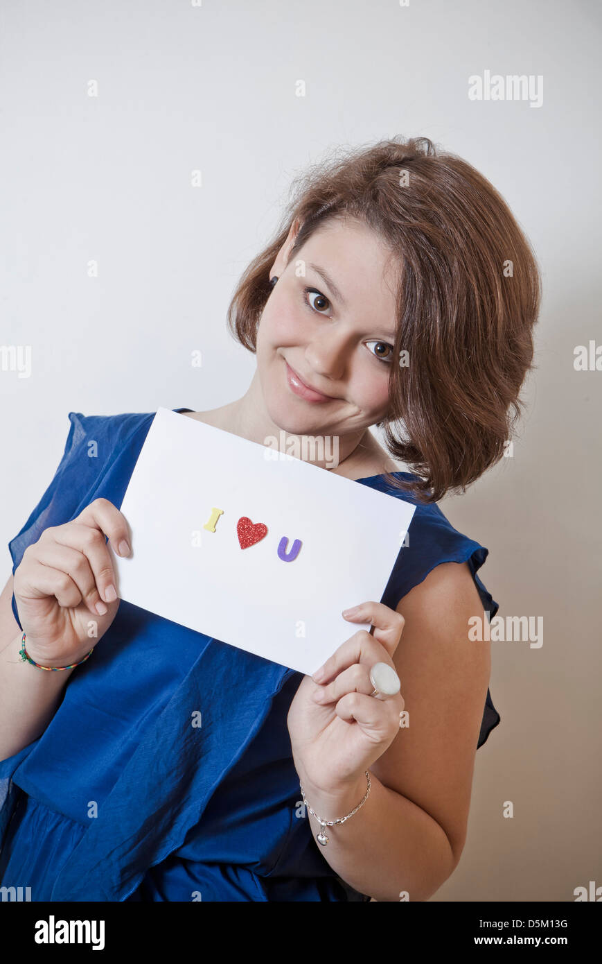girl with a love note Stock Photo - Alamy