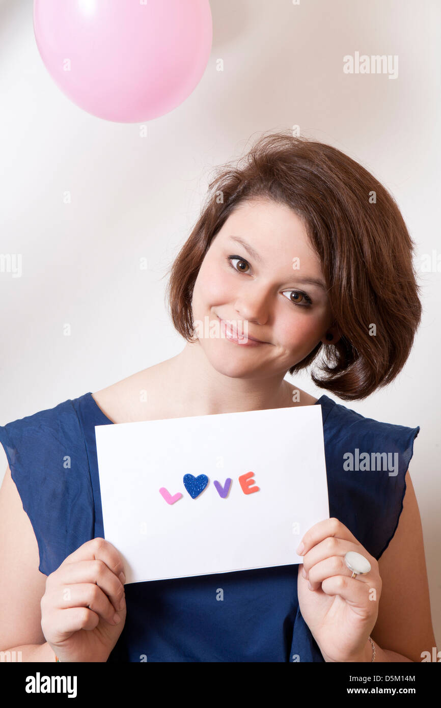 girl with a love note Stock Photo - Alamy