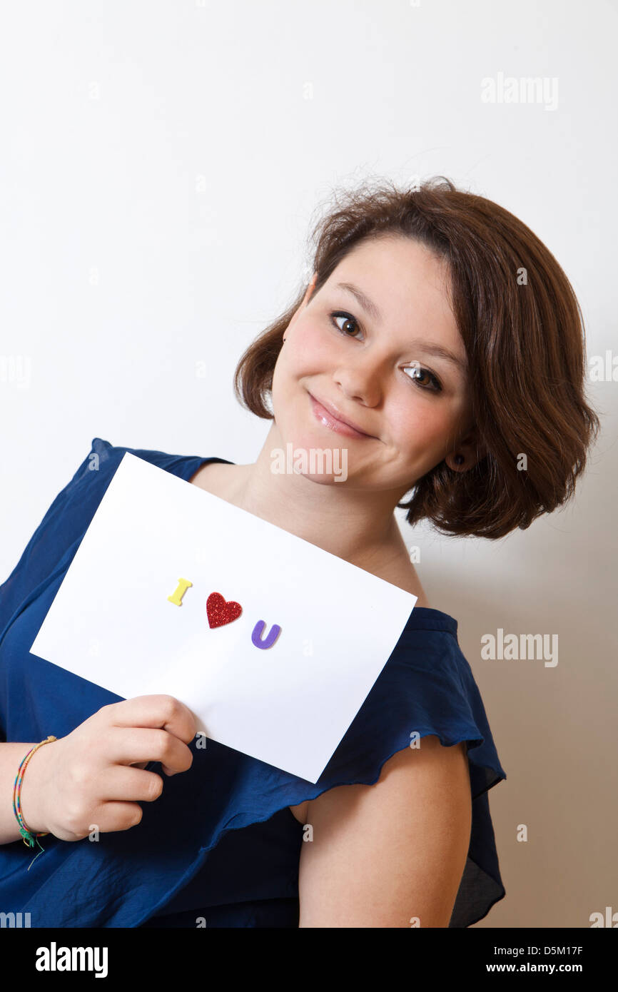 girl with a love note Stock Photo - Alamy